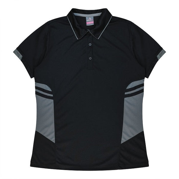 Aussie Pacific N2311 Tasman Ladies Polo Black/Ash – Coalface