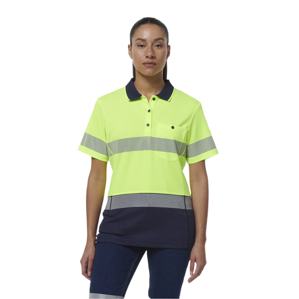 KingGee K44224 Womens Workcool Hyperfreeze Spliced S/S Polo W/ Segment ...