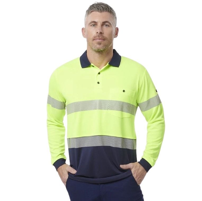KingGee K54225 Workcool Hyperfreeze HiVis Taped Spliced Polo L/S – Coalface
